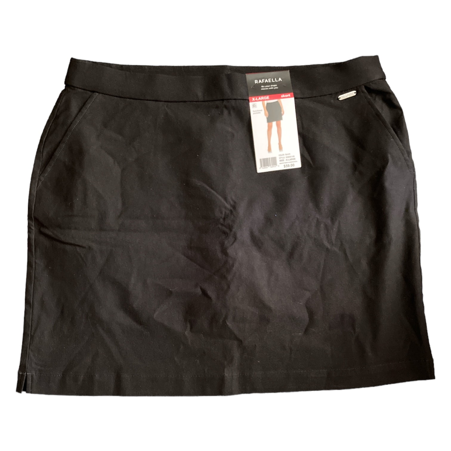 Rafaella Women's Comfort Waistband Front Pockets Stretch Skort (Black ...