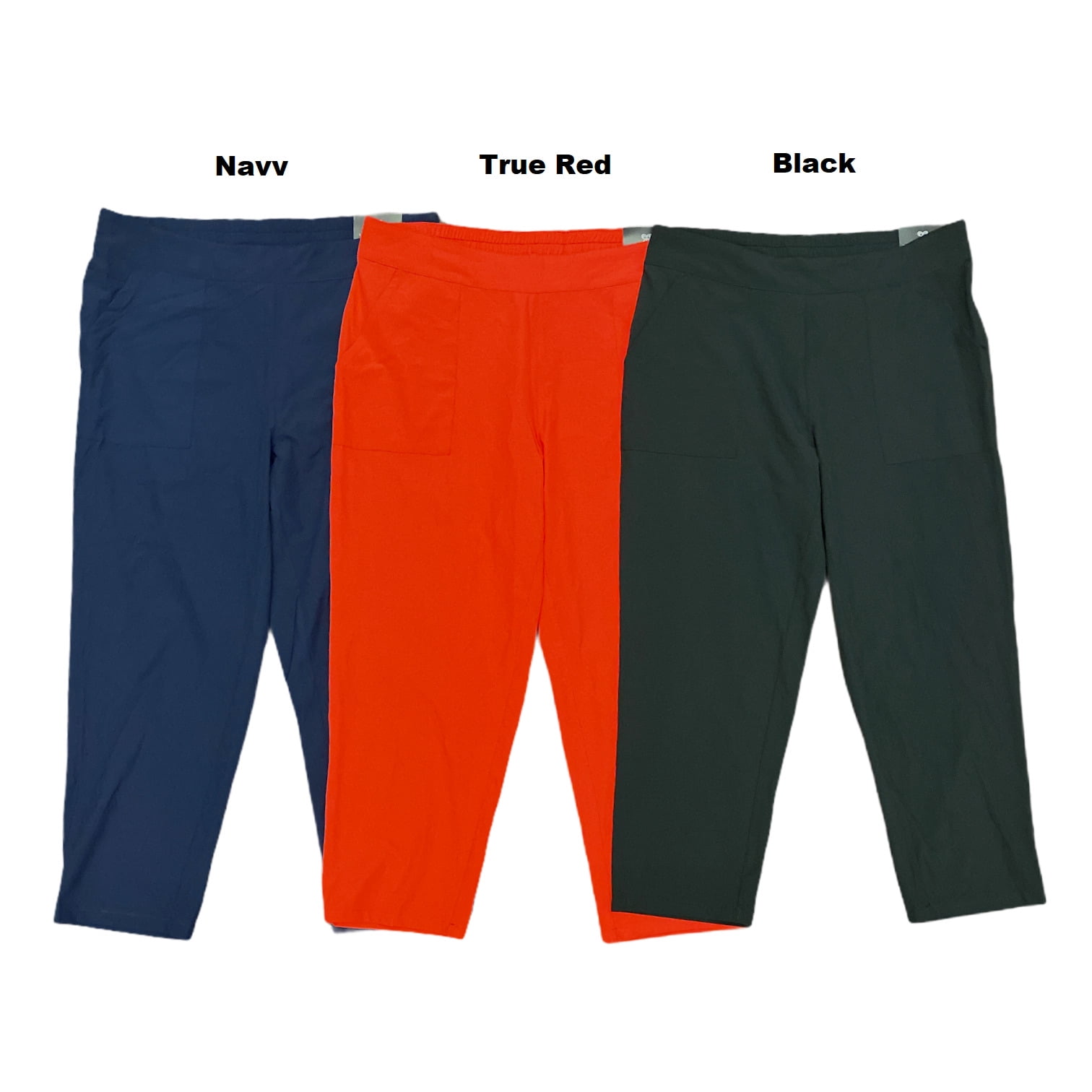 Rafaella Women's Lightweight Elastic Waistband Cropped Pant w/ Pockets ...