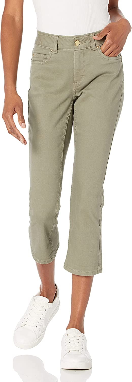 Rafaella Women's Petite Petite Slim Fit Denim Capri Pants, Pale Ivy, 6P ...