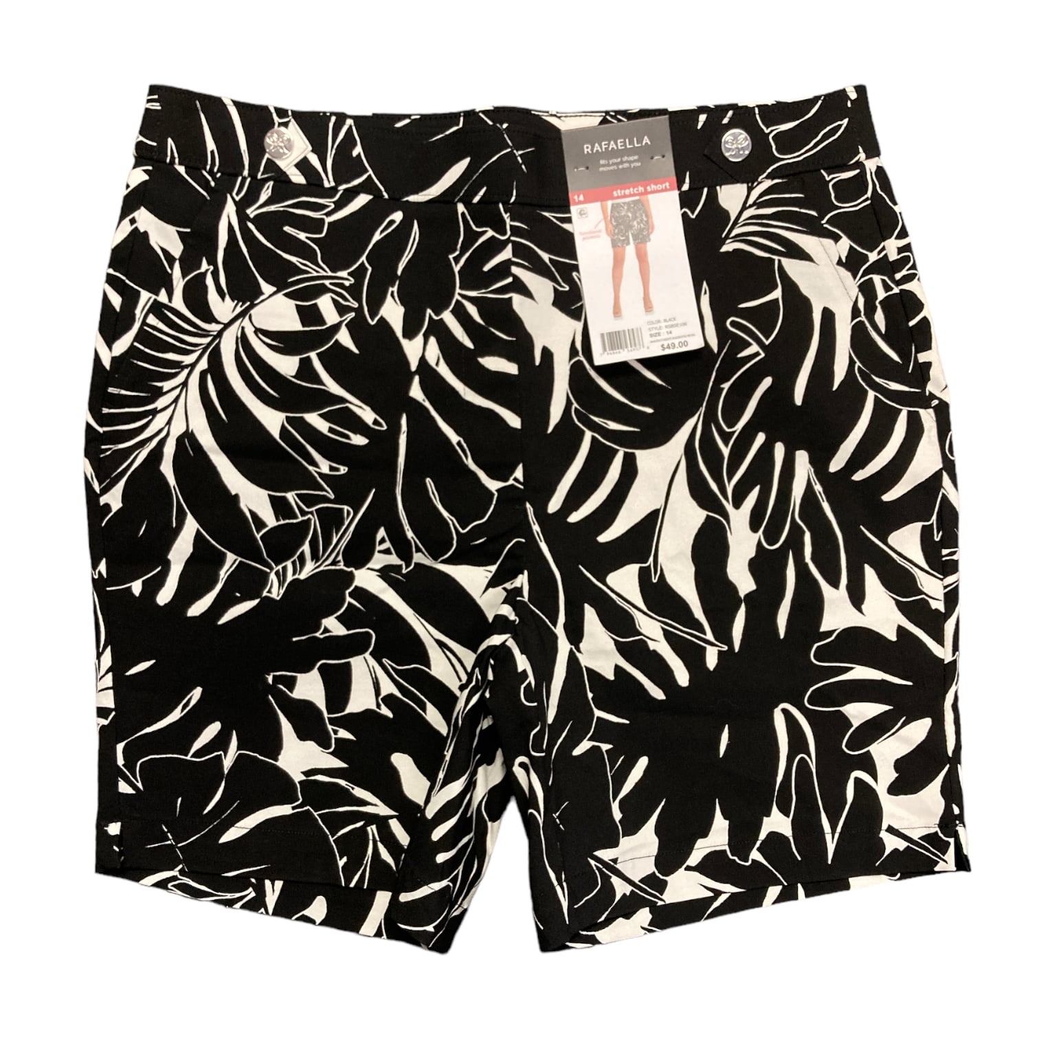 Rafaella Women's Stretch Comfort Waistband Bermuda Short (Pressed Palms ...