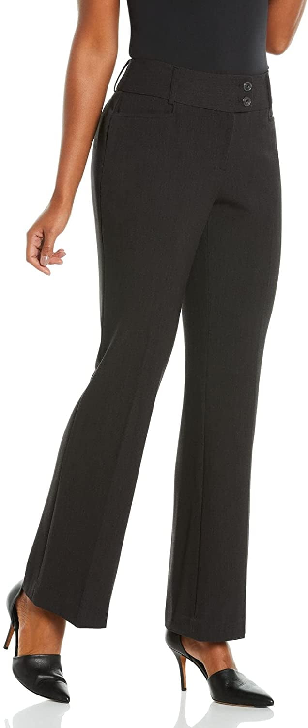 Rafaella Womens Petite Size Curvy-fit Gabardine Bootcut Pant Graphite ...