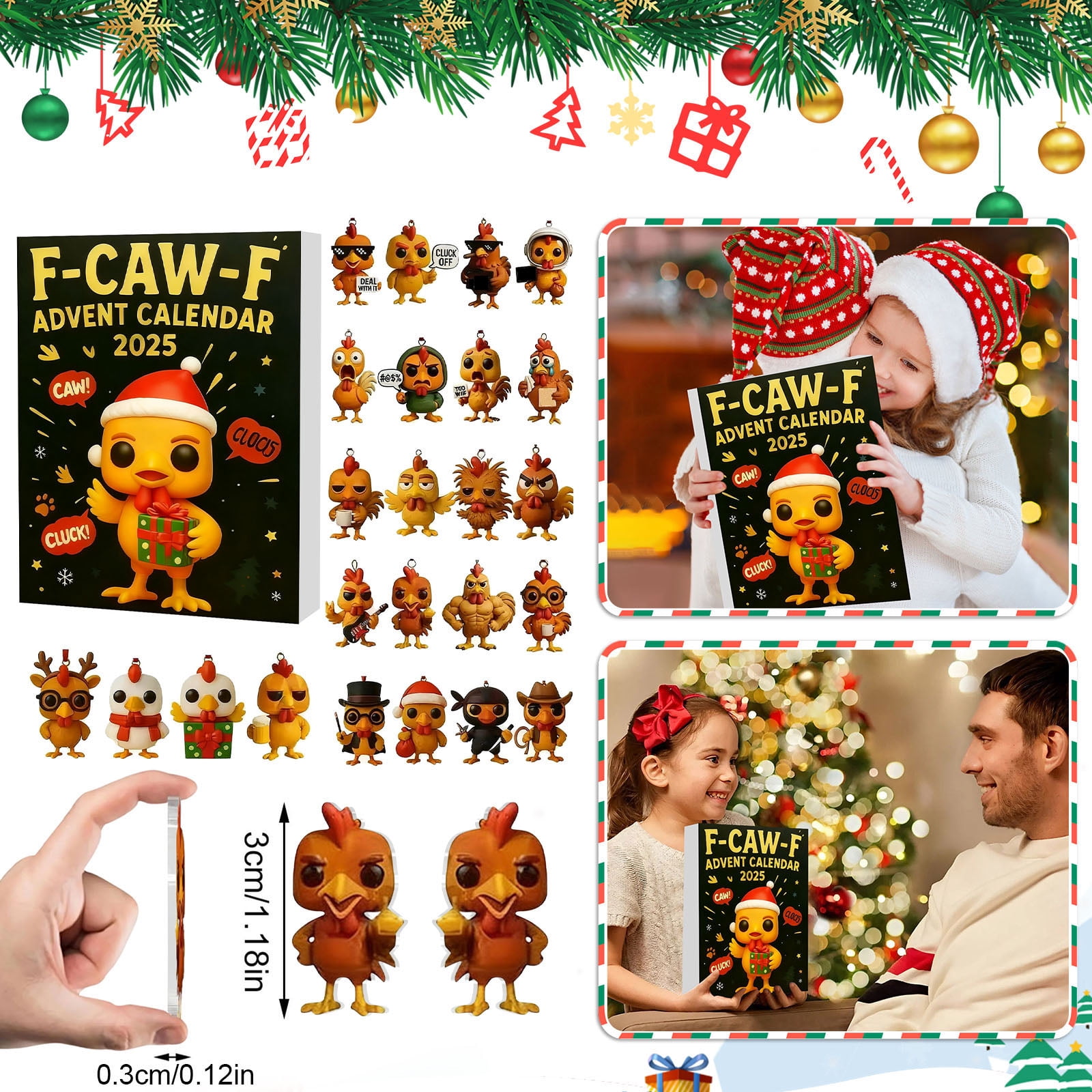 Rafayl Funny F Caw F Chicken 2025 Advent Calendar – 24 Days 2D Acrylic ...