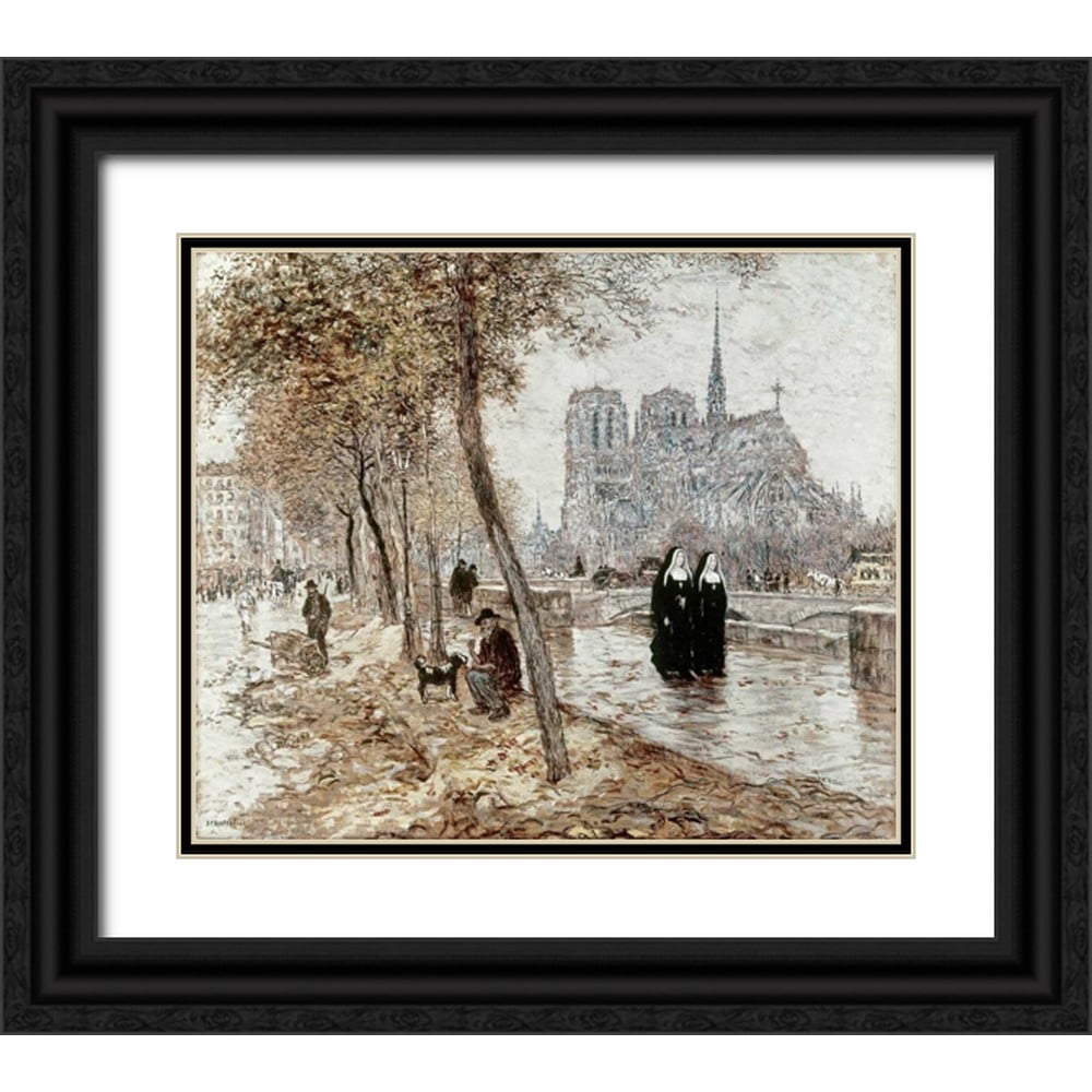 Raffaelli, Jean-Francois 30x26 Black Ornate Wood Framed with Double ...