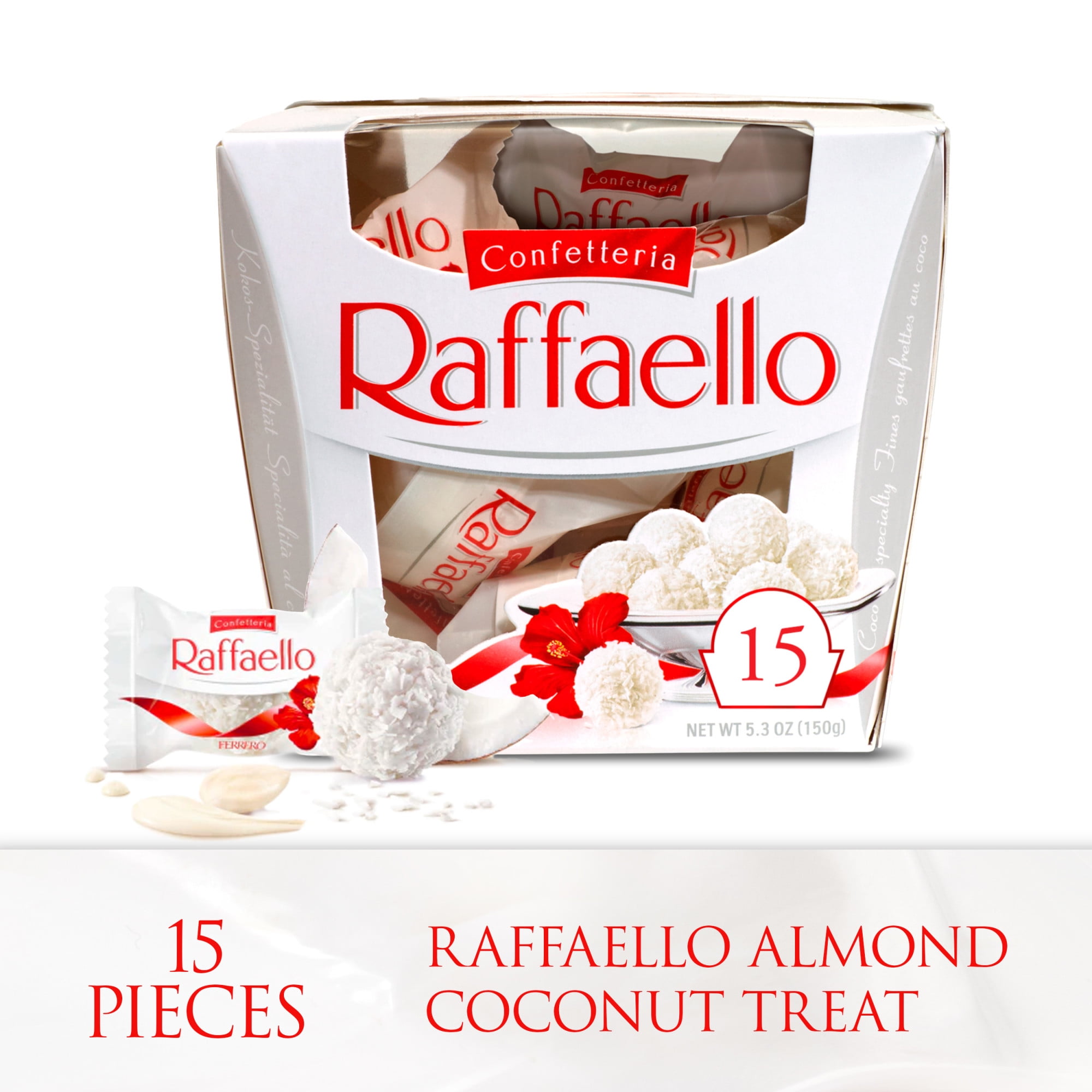 Raffaello Premium Gourmet White Almond, Cream and Coconut Gift Box, 15 ...