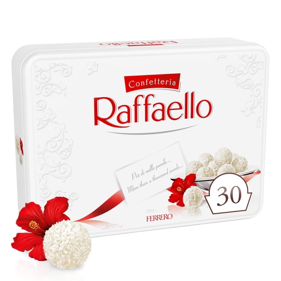Raffaello Coconut Almond Pralines AIF9 in Metal Tin Box 30 Individually ...