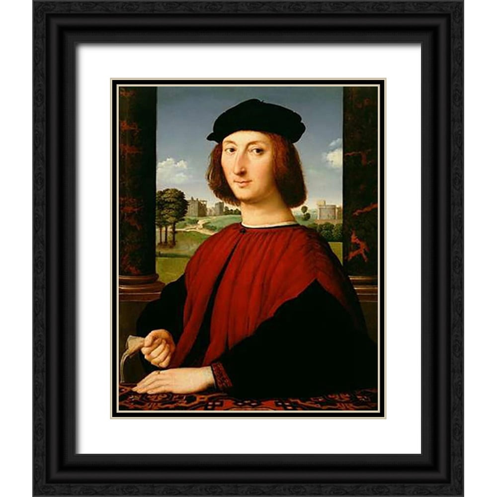 Raffaello Sanzio), Circle of 15x18 Black Ornate Wood Framed with Double ...