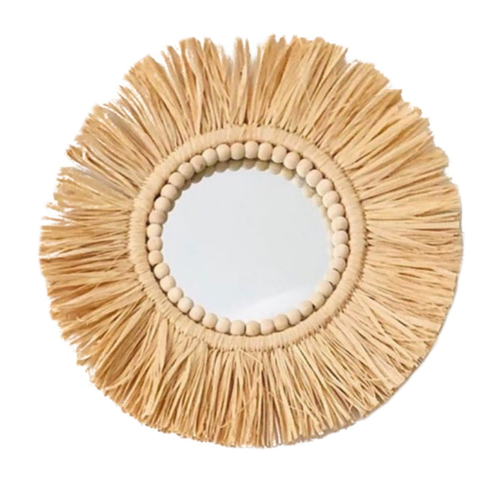 Raffia Macrame Mirror Decorative Wall Mirrors Moroccan Style Home Wall ...