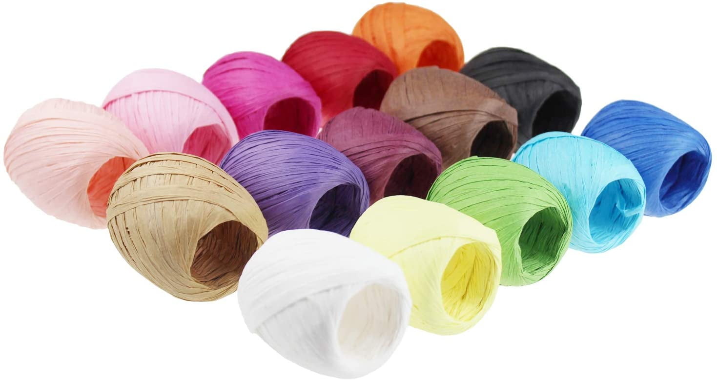Raffia Paper Ribbon Twine Strings 15 Rolls 15 Colors Set for DIY Craft ...