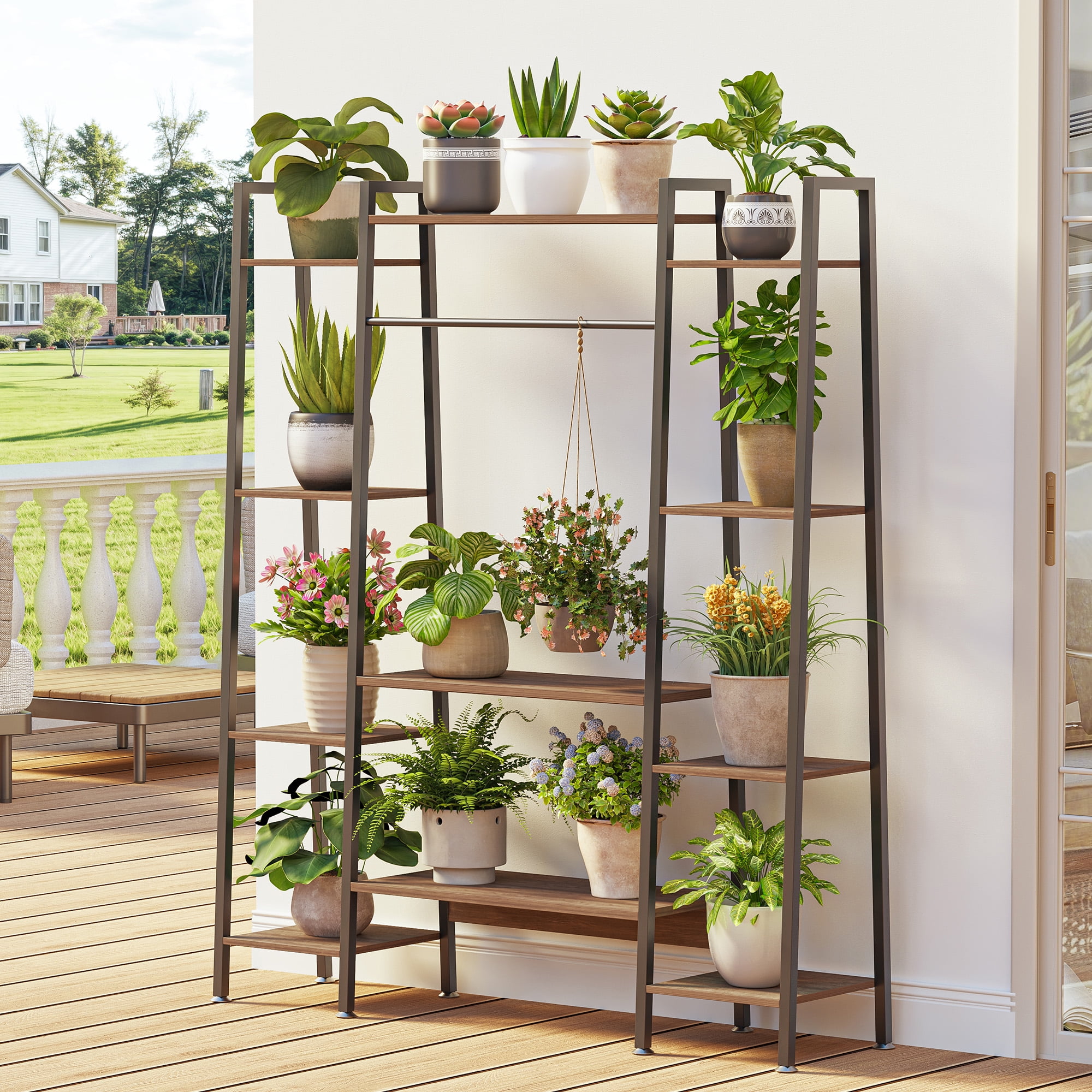 Raffle Pinker Plant Stand with Grow Lights, LED Plant Shelf for Indoor ...