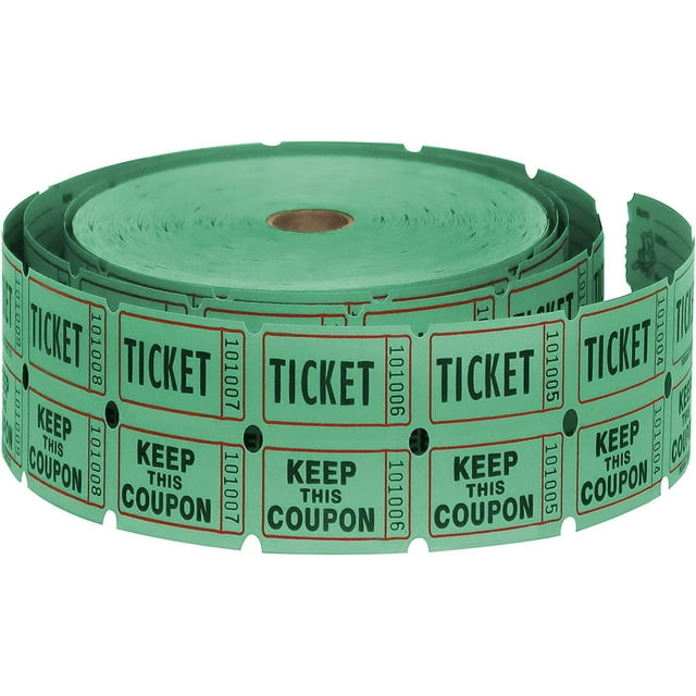Walmart Green Double Roll Raffle Tickets, 2000 Count, Perfect for ...