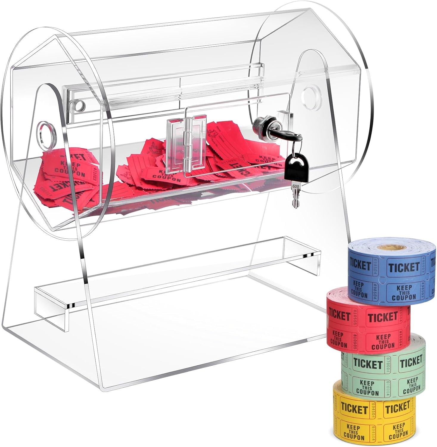 Raffle Ticket Spinner Drum with 4 Color 2000 Raffle Tickets Double Roll ...