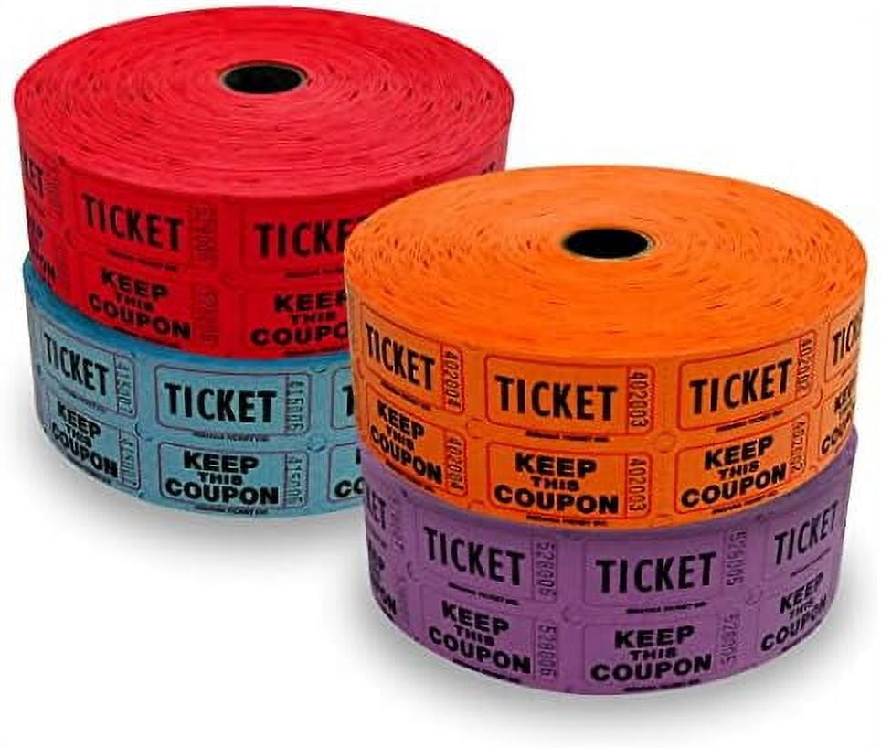 Raffle Tickets - 4 Rolls of 2000 Double Tickets - 8,000 Total - Dark ...