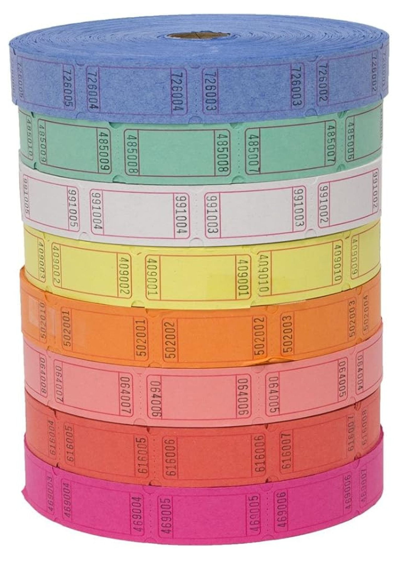 Raffle Tickets - 8000 Blank Tickets (4 Rolls of 2000) - 1" x 2" Single ...