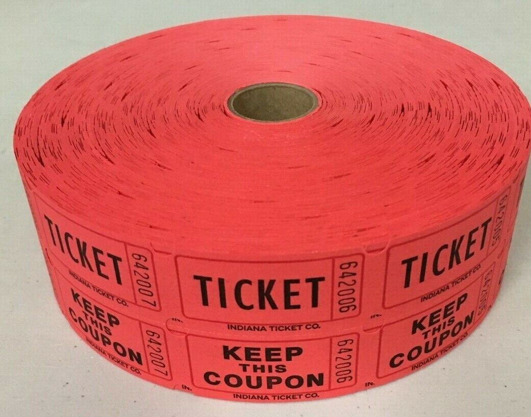 Raffle Tickets Double Stub Roll of 2000 Split the Pot 50/50 Fund Raiser ...