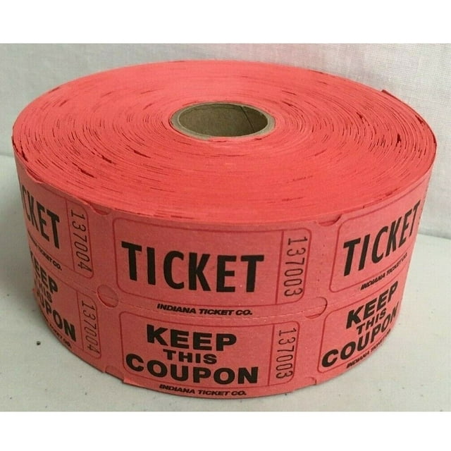 Indiana Ticket Company Double Stub Raffle Tickets Roll, 1000 Count, 50/ ...