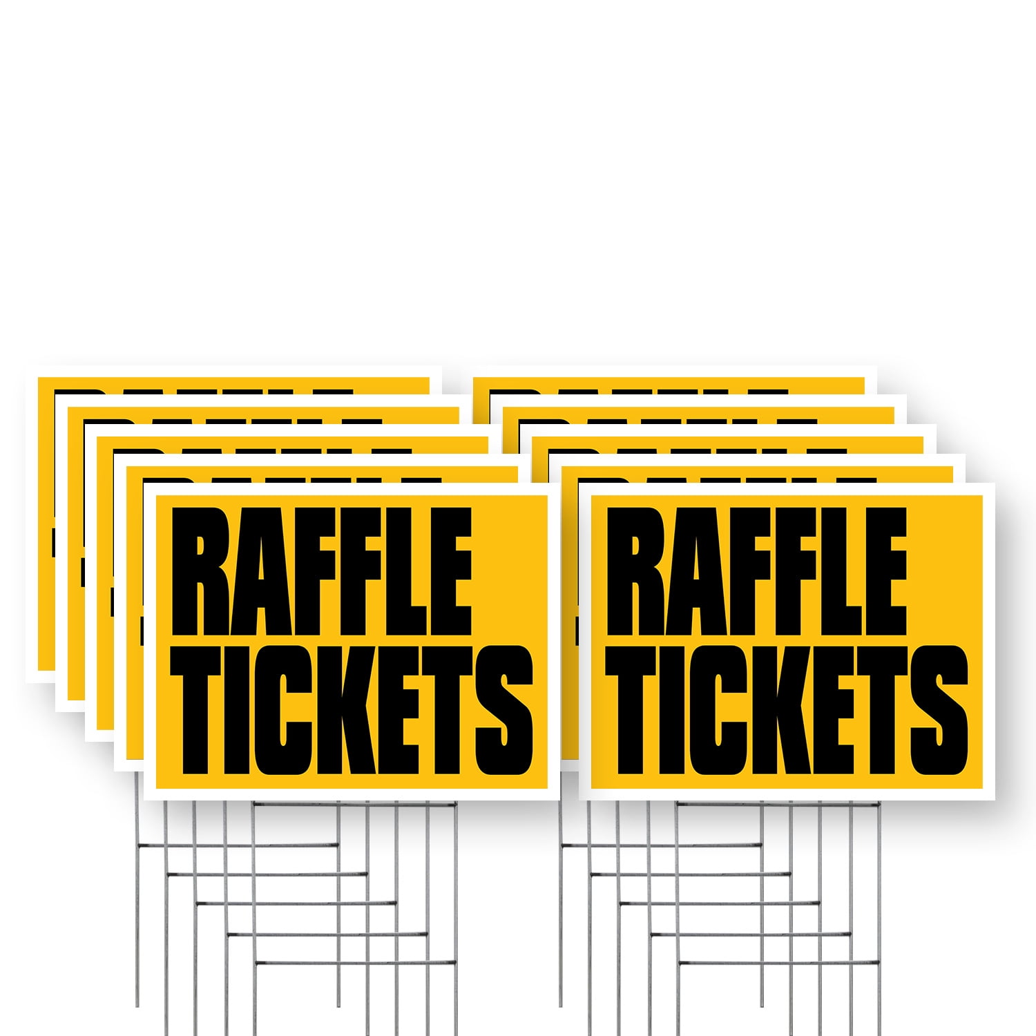 Raffle Tickets Yard Sign 10 Pack of 18 Inch x 24 Inch Double Sided ...