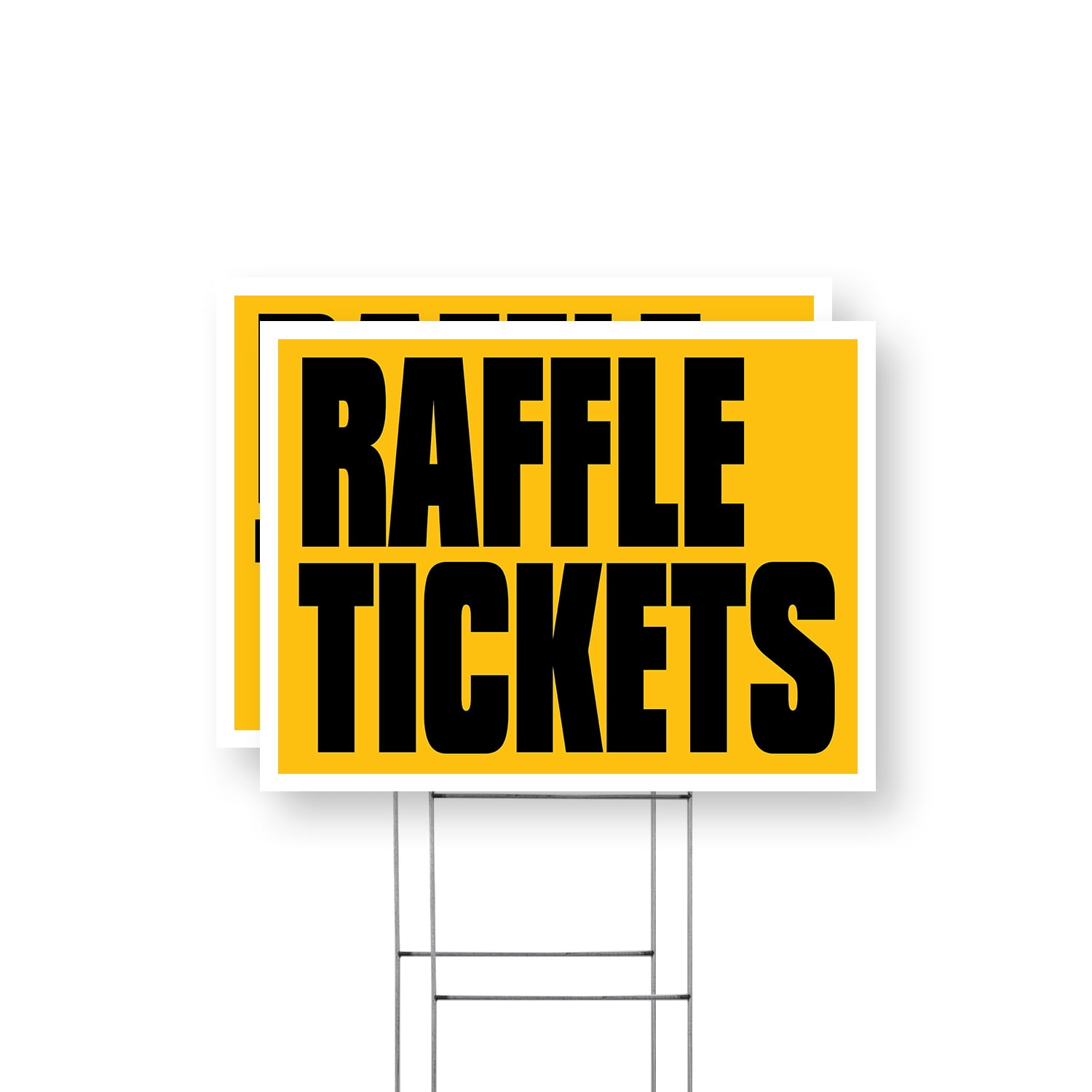 Raffle Tickets Yard Sign 2 Pack of 18 Inch x 24 Inch Single Sided ...