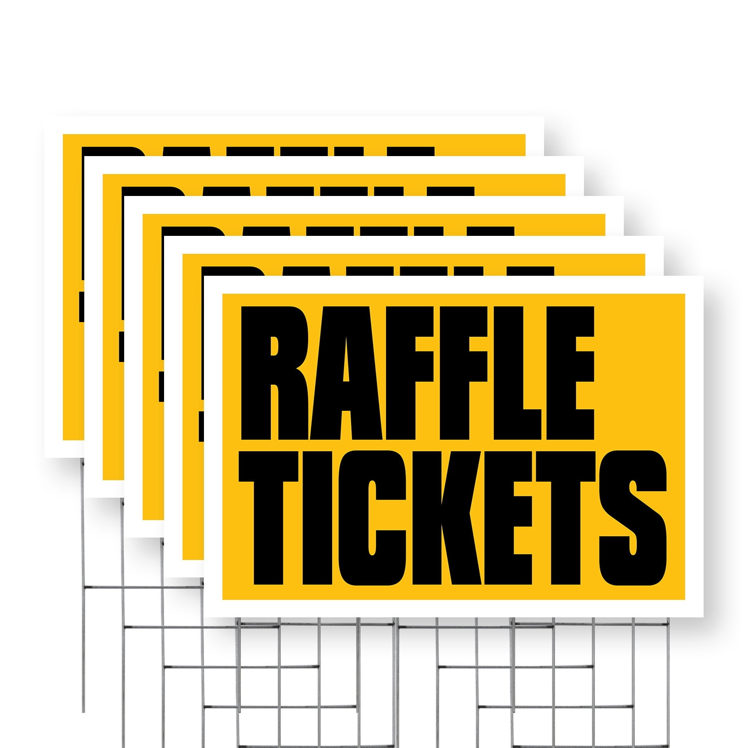 Raffle Tickets Yard Sign 5 Pack of 24 Inch x 36 Inch Double Sided ...