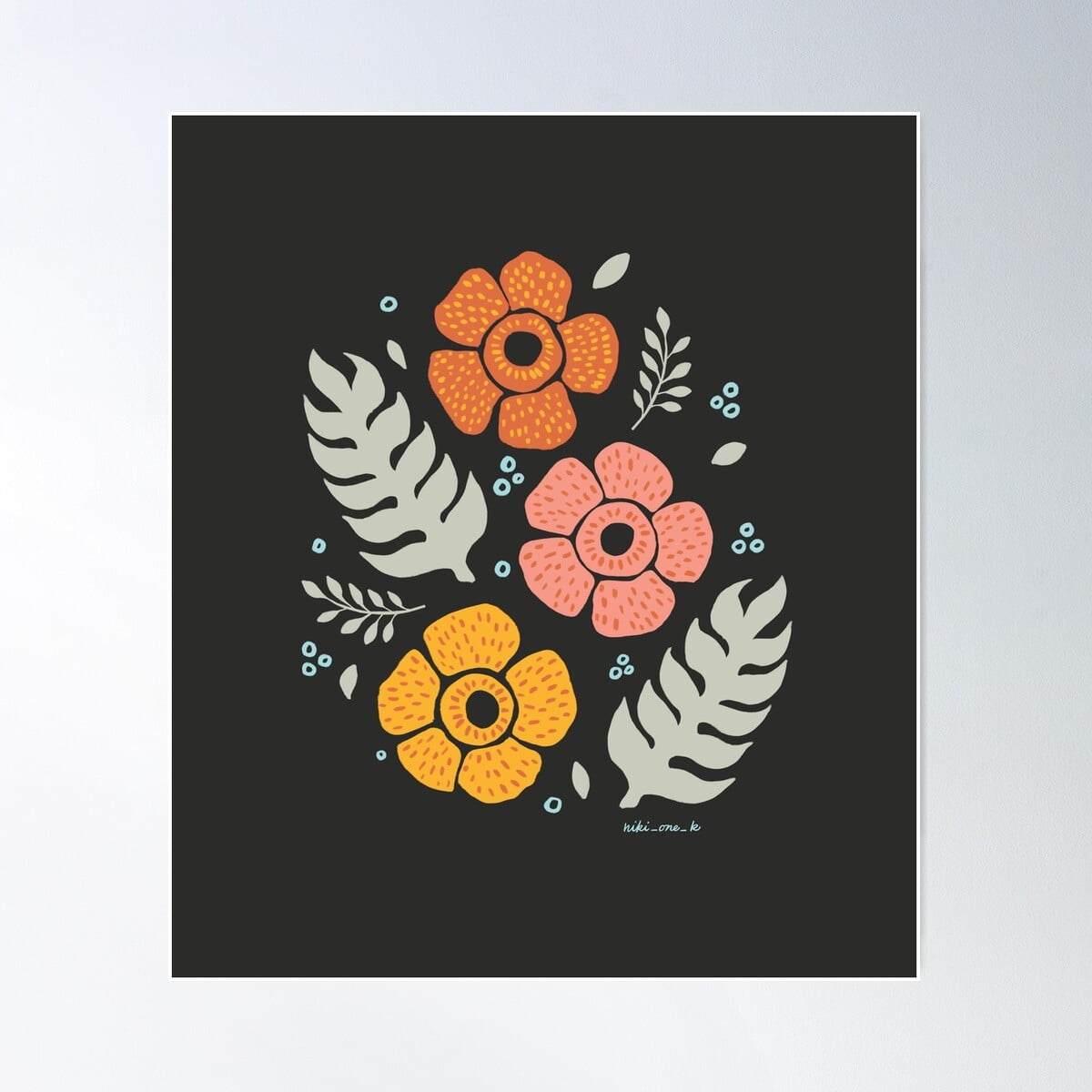 Rafflesia - Black Poster Wall Art, Modern Wall Decor For Living Room ...