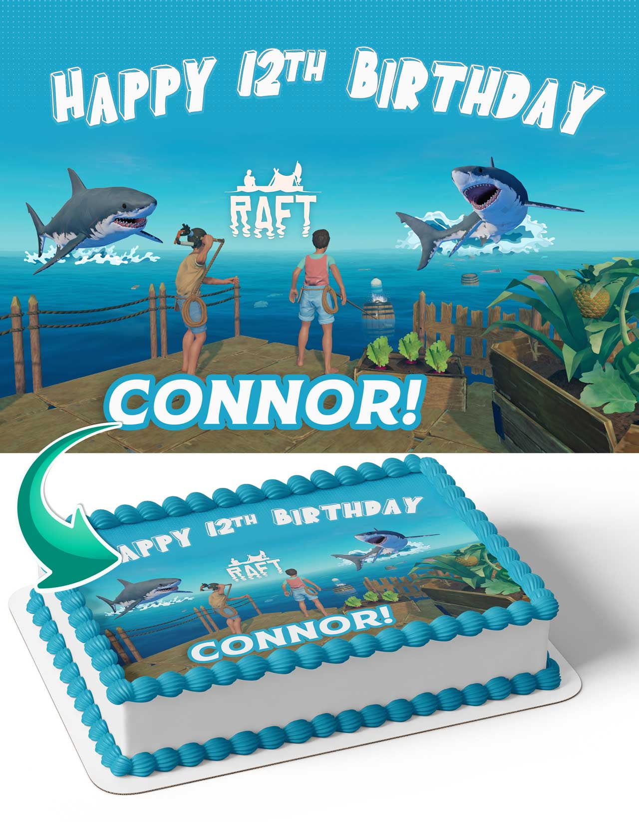 Raft Game Edible Image Cake Topper Personalized Birthday Sheet Decal ...