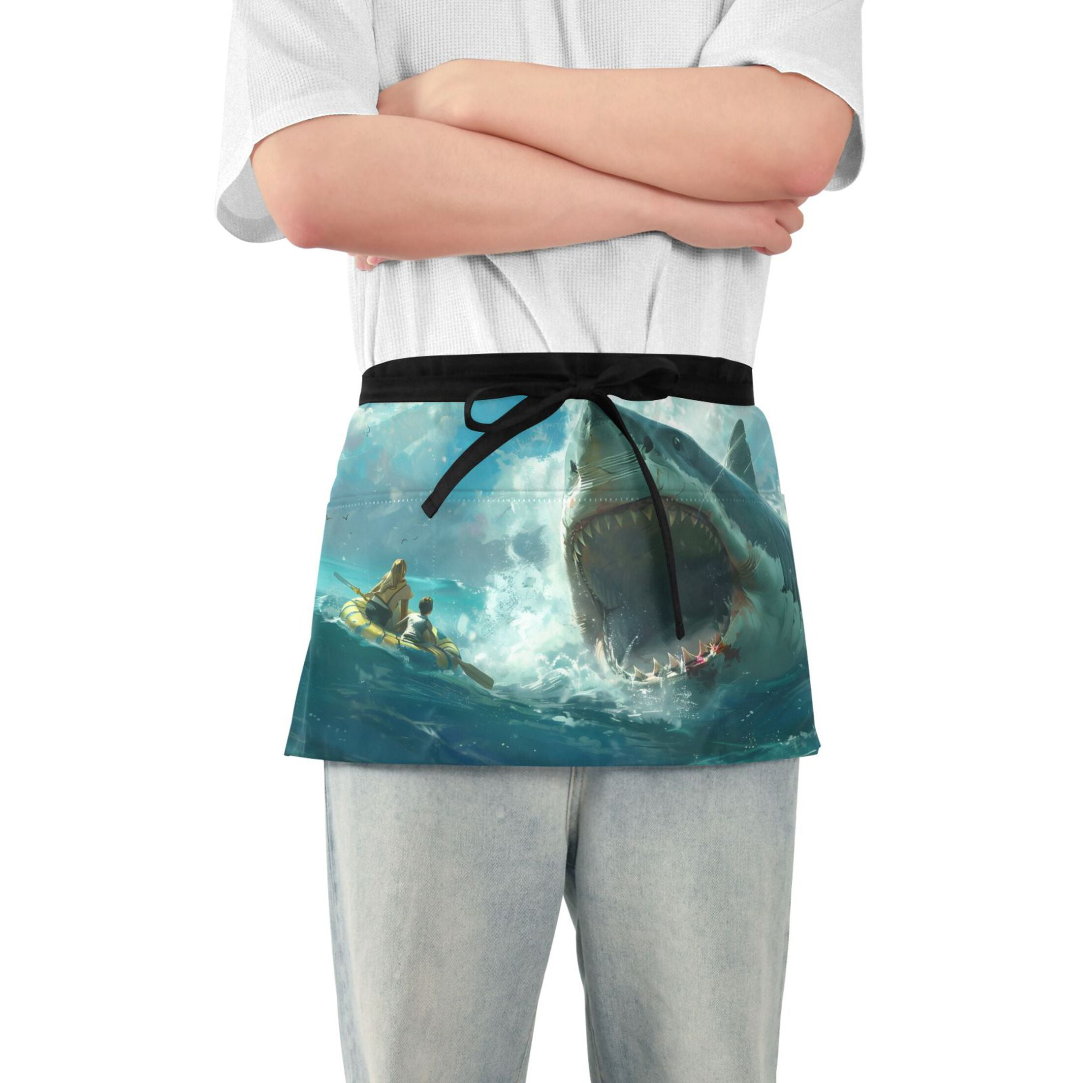 Raft Life with Shark Server Apron with 3 Pockets Waterproof Waitress ...