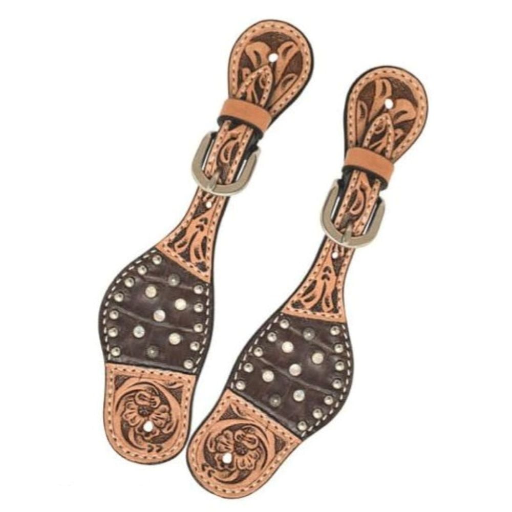 Rafter T Ranch Company Kids Youth Brown Gator Crystal Spur Straps ...