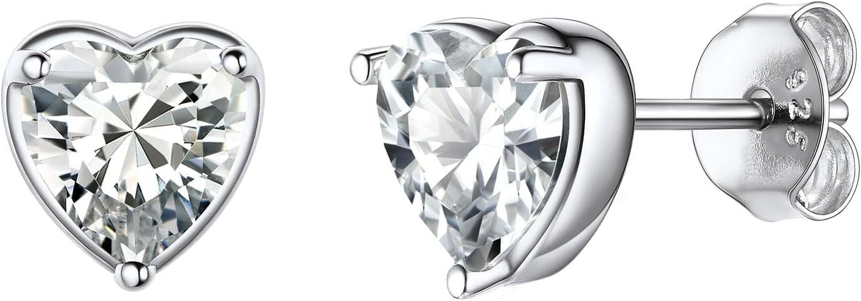 Rag Jewels 925 Sterling Silver 1.25 Ct Heart Cut White Diamond Push ...