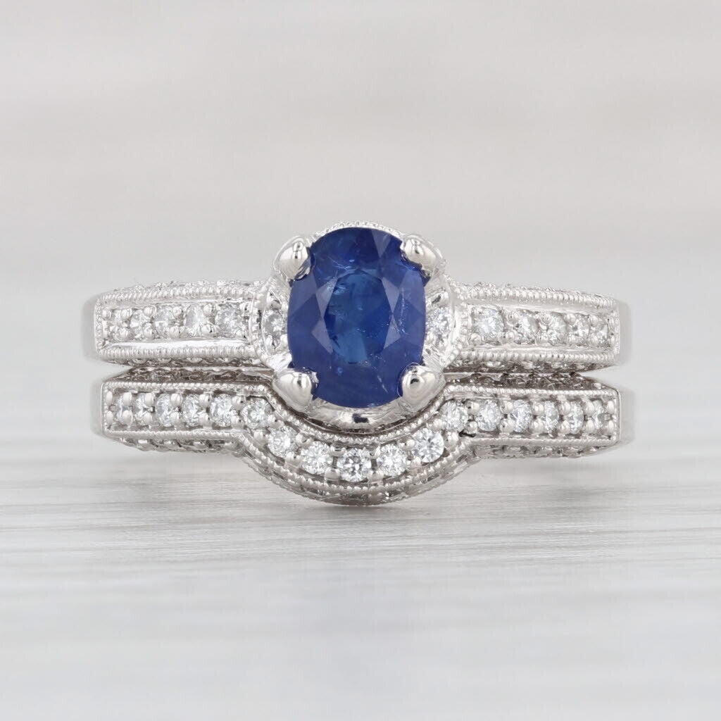 Rag Jewels 925 Sterling Silver 2.00 Ct Oval Cut Blue Sapphire & Diamond ...