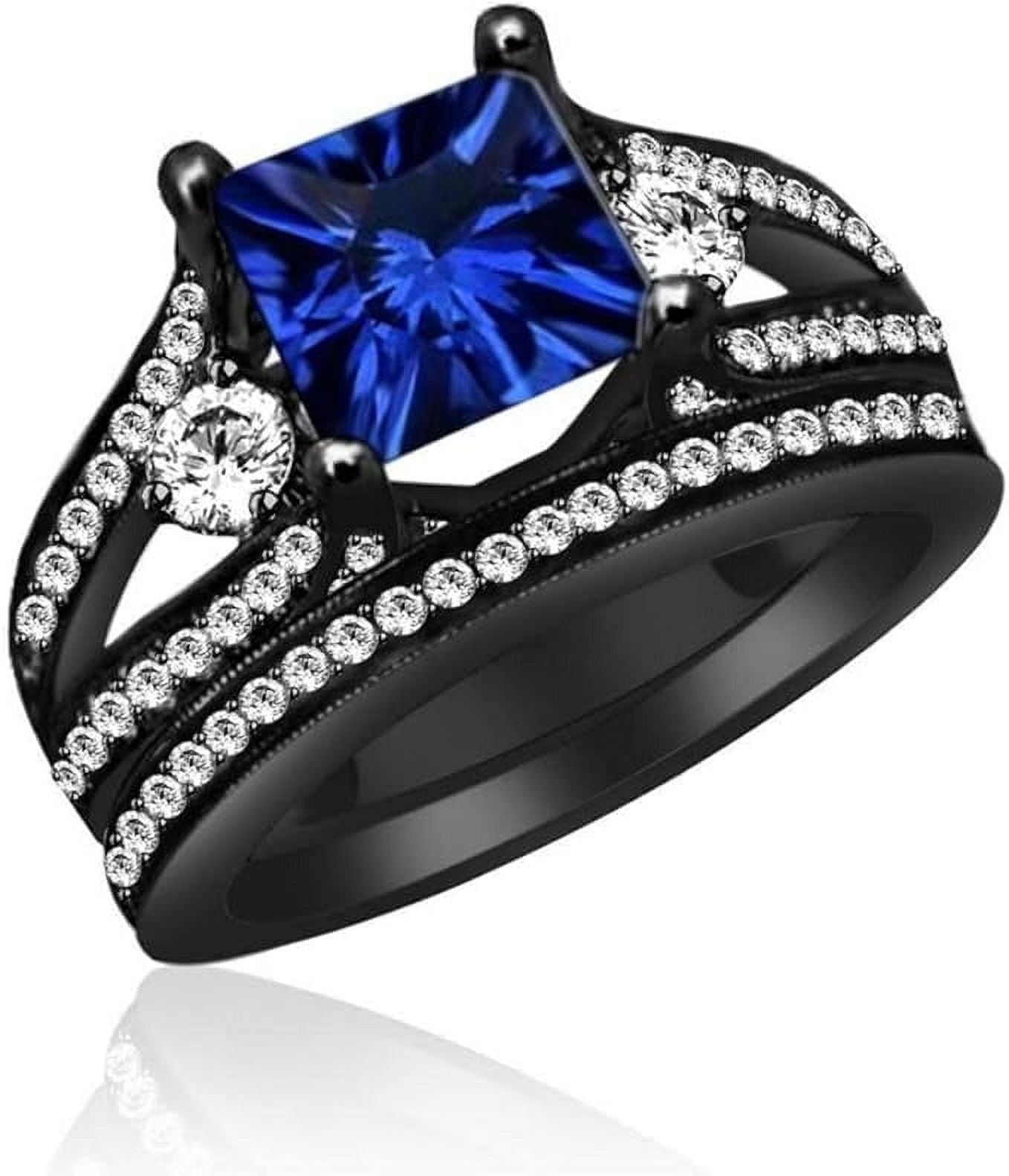 Rag Jewels 925 Sterling Silver 2.30 Ct Princess Cut Blue Sapphire ...
