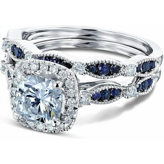 3Ct Cushion Cut Simulated Citrine Women's Wedding Ring 14K White Gold ...