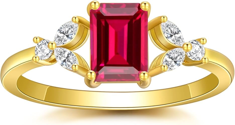Rag Jewels Women's 2.00 Ct Emerald Cut Red Ruby Christmas Thanksgiving ...