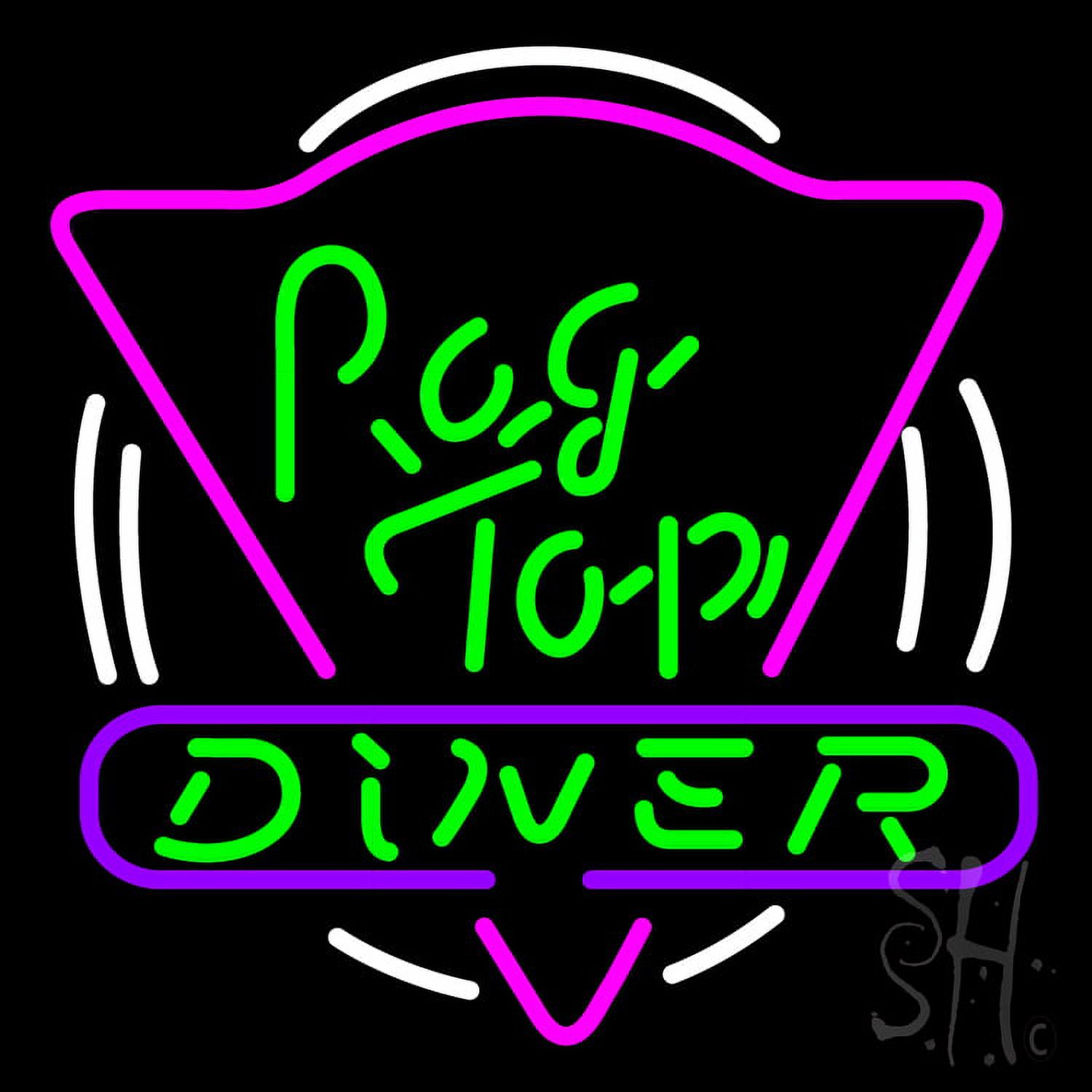 Rag Top Diner LED Neon Sign 24 x 24 - inches, Black Square Cut Acrylic ...