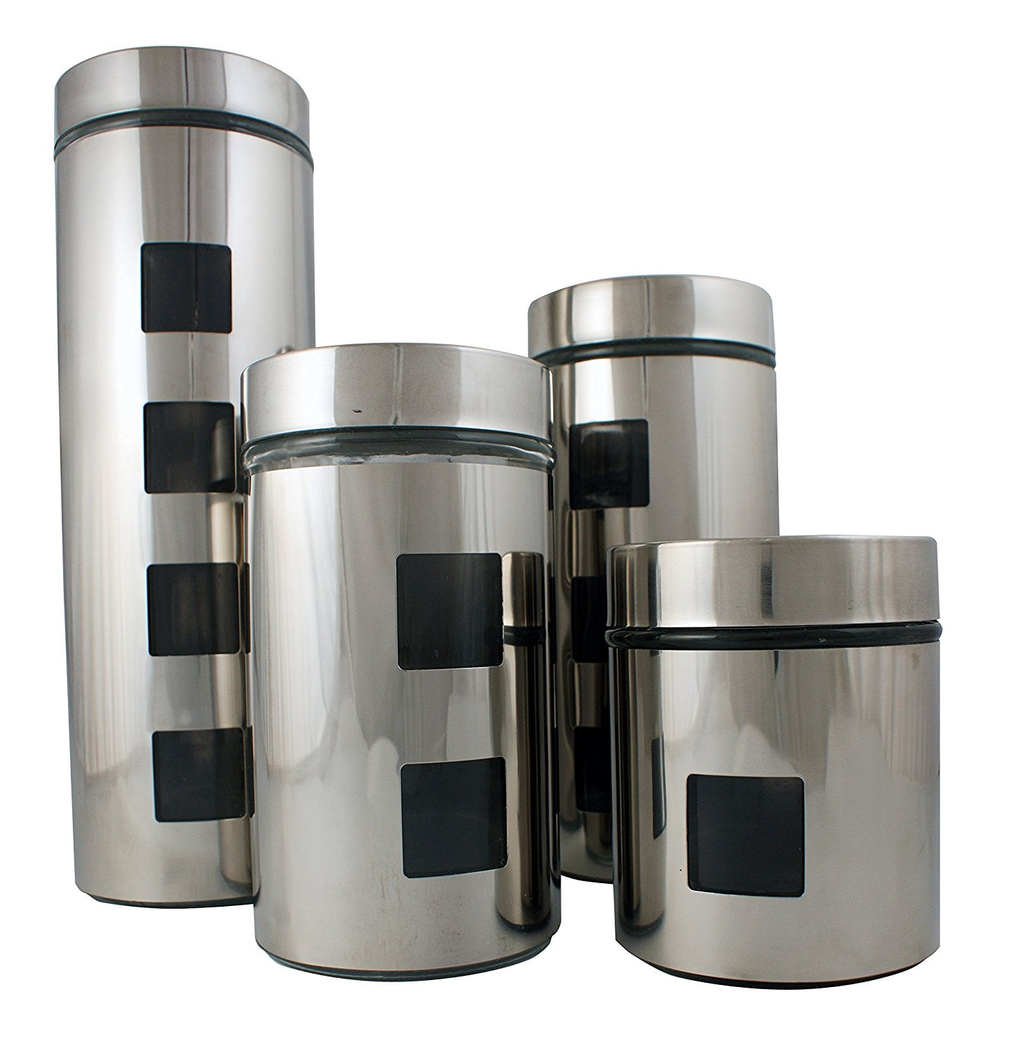 PURELIFE 4 Piece Stainless Steel with Glass Canister Set - Walmart.com