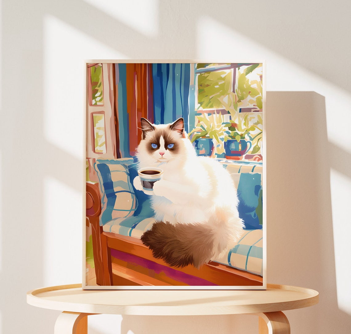 Ragdoll Cat Art Print Seal Bicolor Poster, Coffee Wall Decor, Animal ...