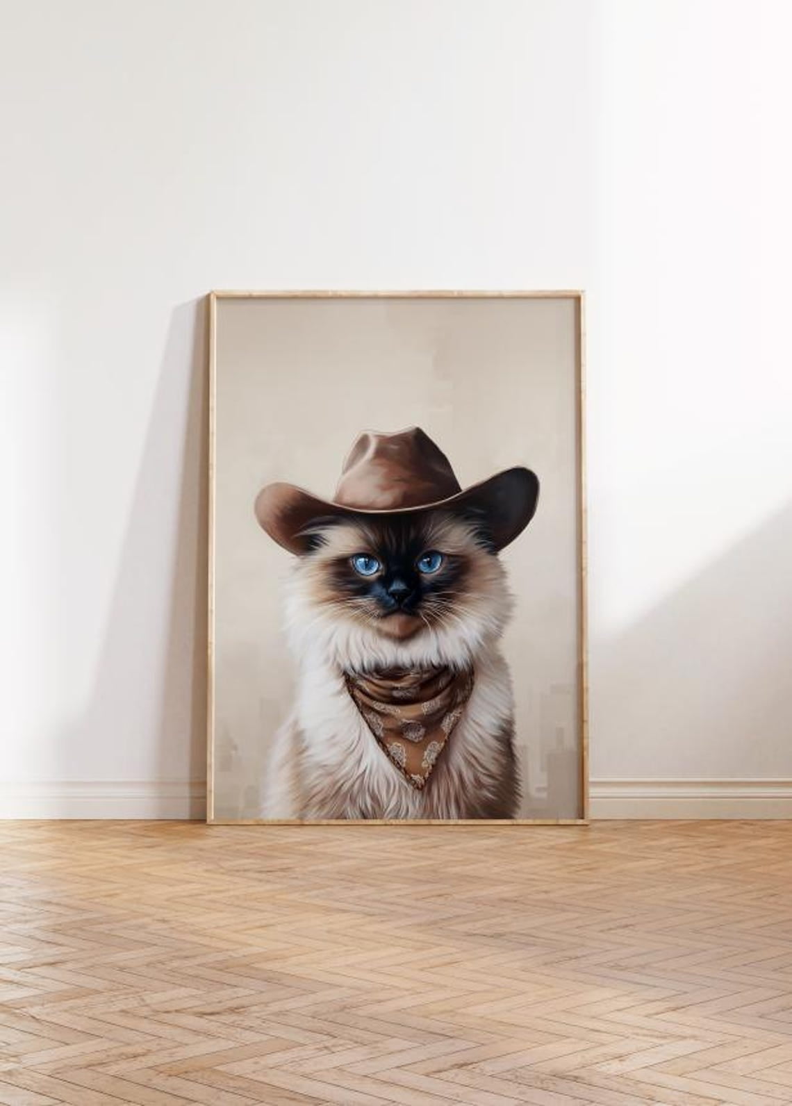 Ragdoll Cat Cowgirl Hat Print, Cute Cat Neutral Aesthetic Print ...