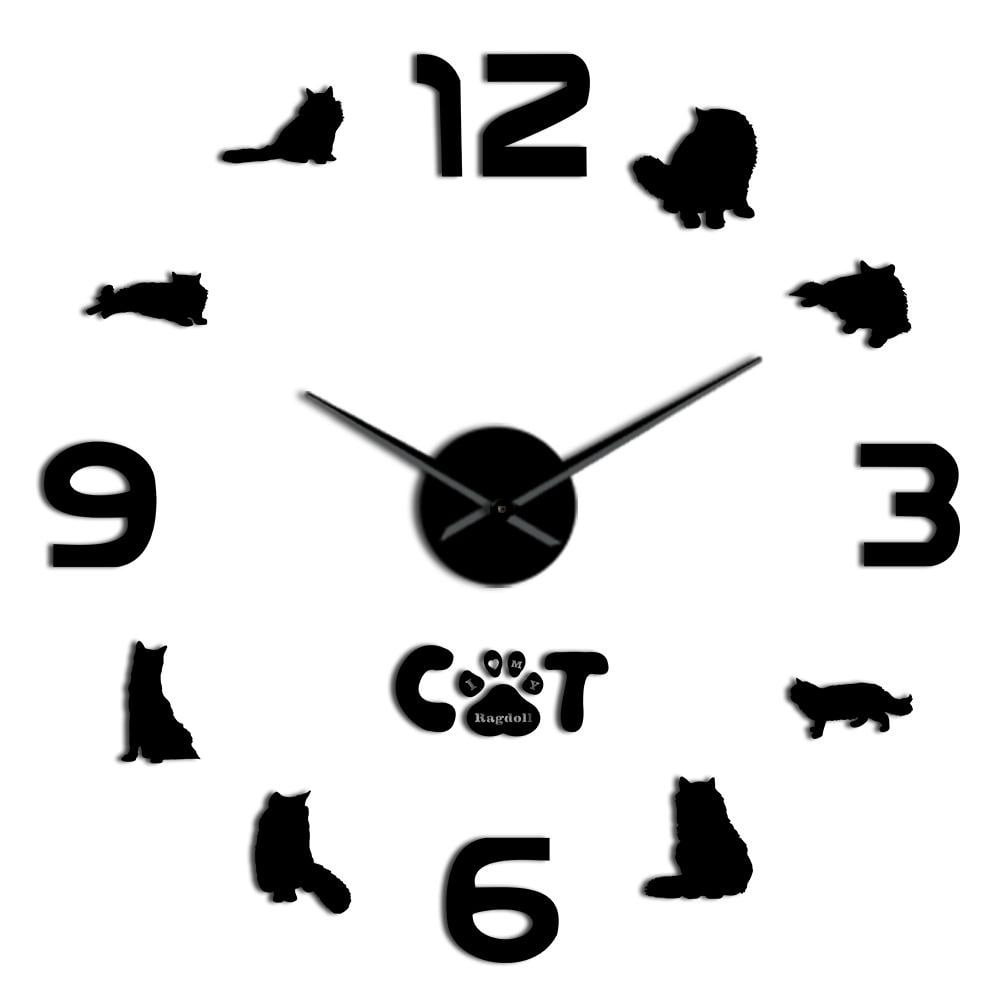 Ragdoll Cat Frameless Wall Clock Stickers, DIY Modern Decorative Clocks ...