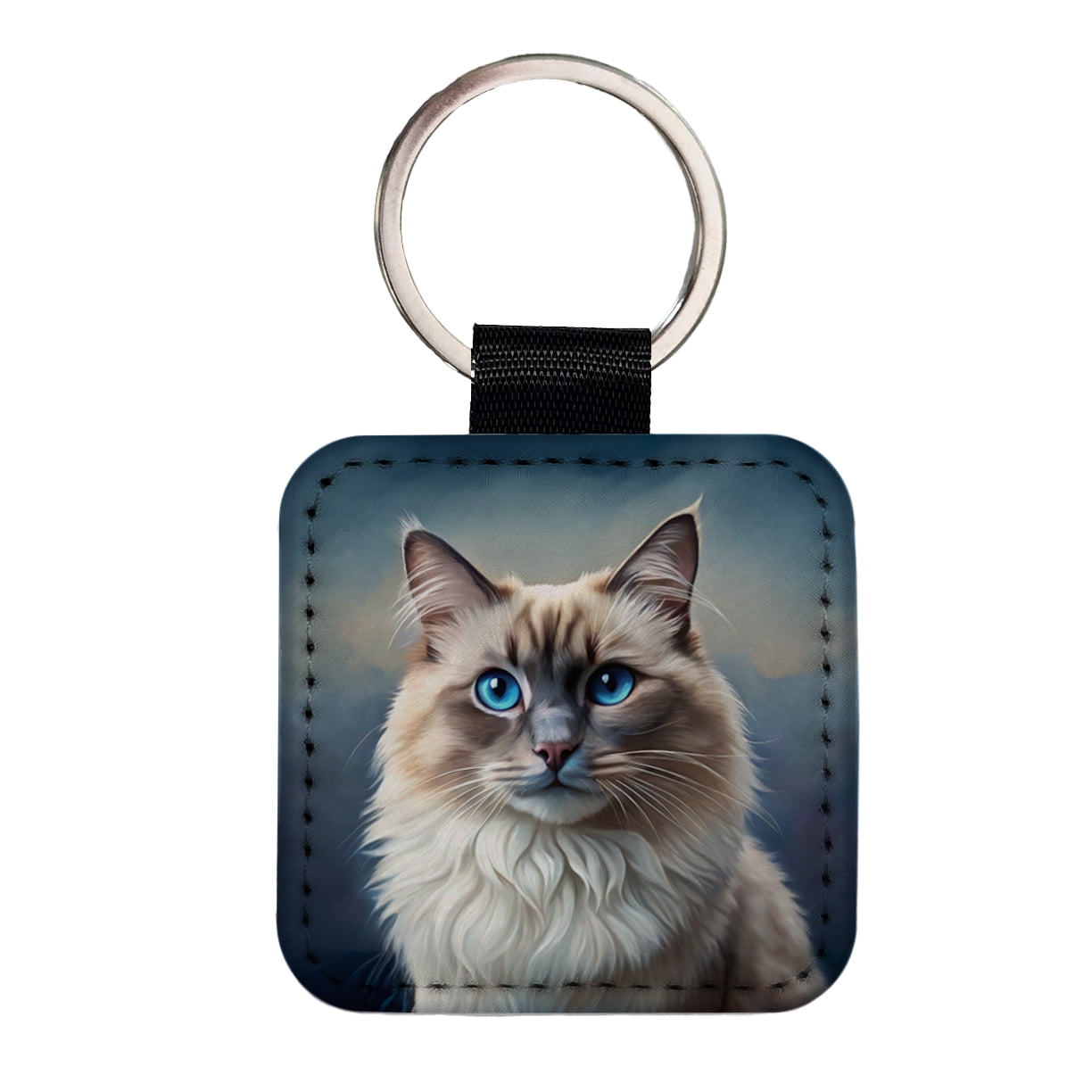 Ragdoll Cat Illustration Faux Leather Square Keychain - Walmart.com