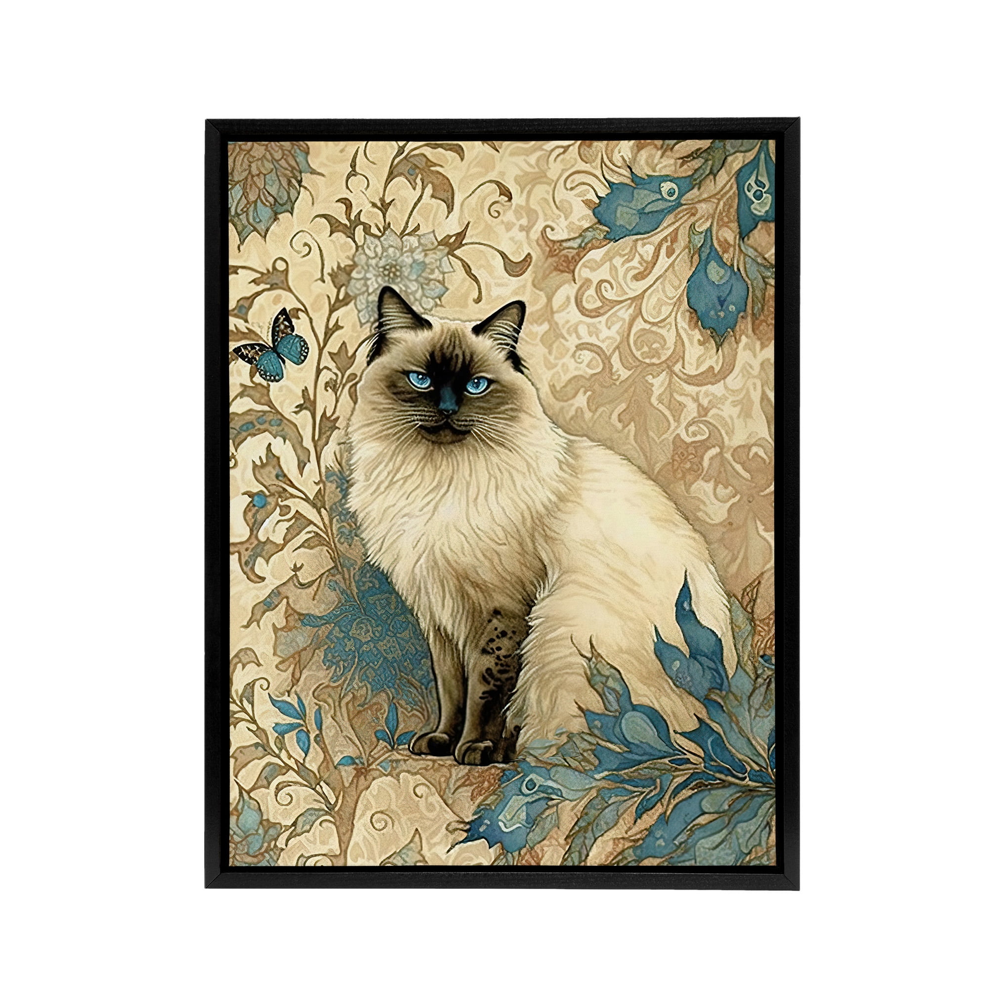 Ragdoll Cat Modern Art Nouveau Black Framed Canvas Wall Art Print 24X32 ...