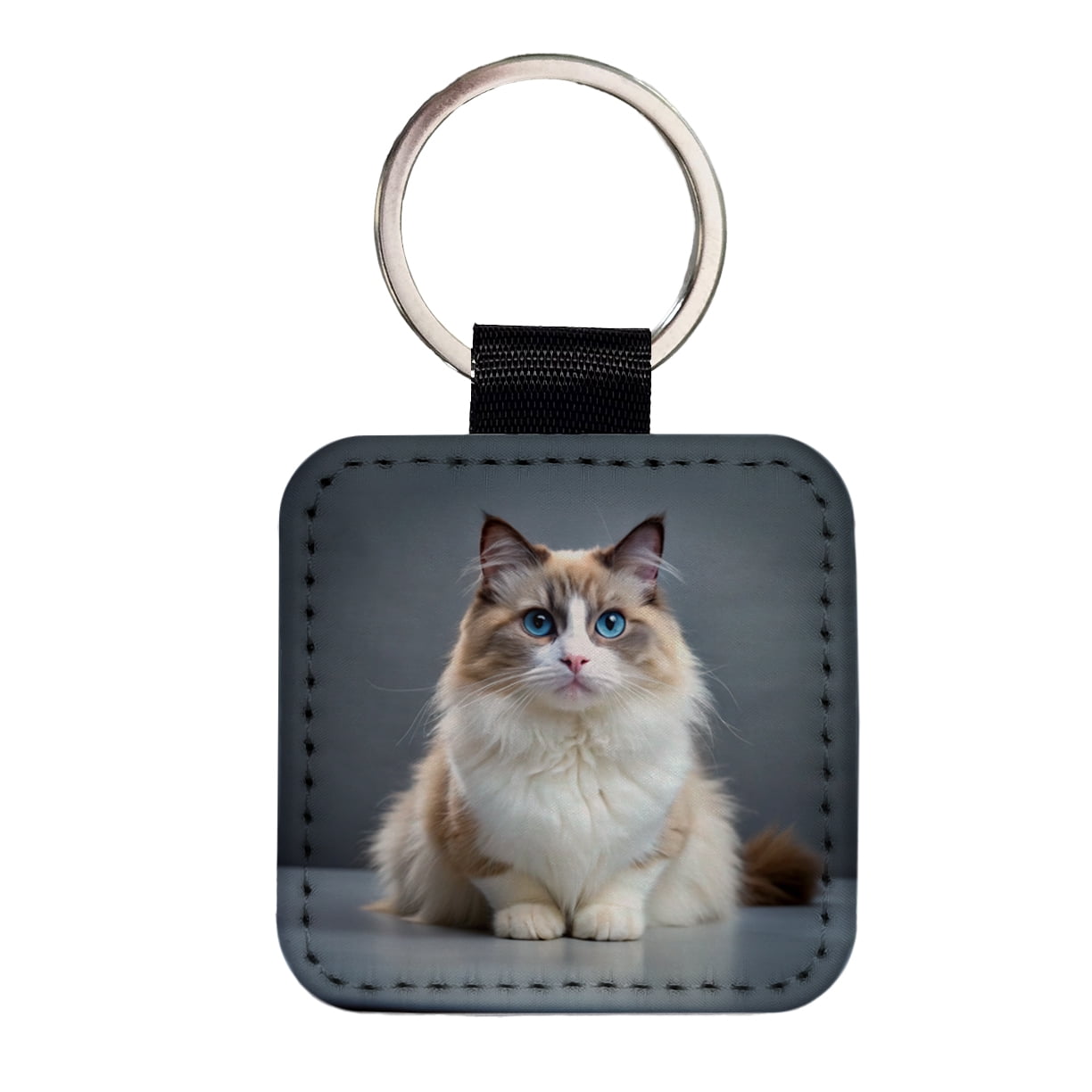 Ragdoll Cat Photo Faux Leather Square Keychain - Walmart.com
