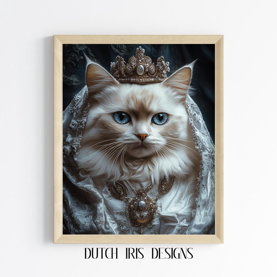 Ragdoll Cat Portrait, Regal Cat In Crown, Art, Vintage Animal Royalty ...