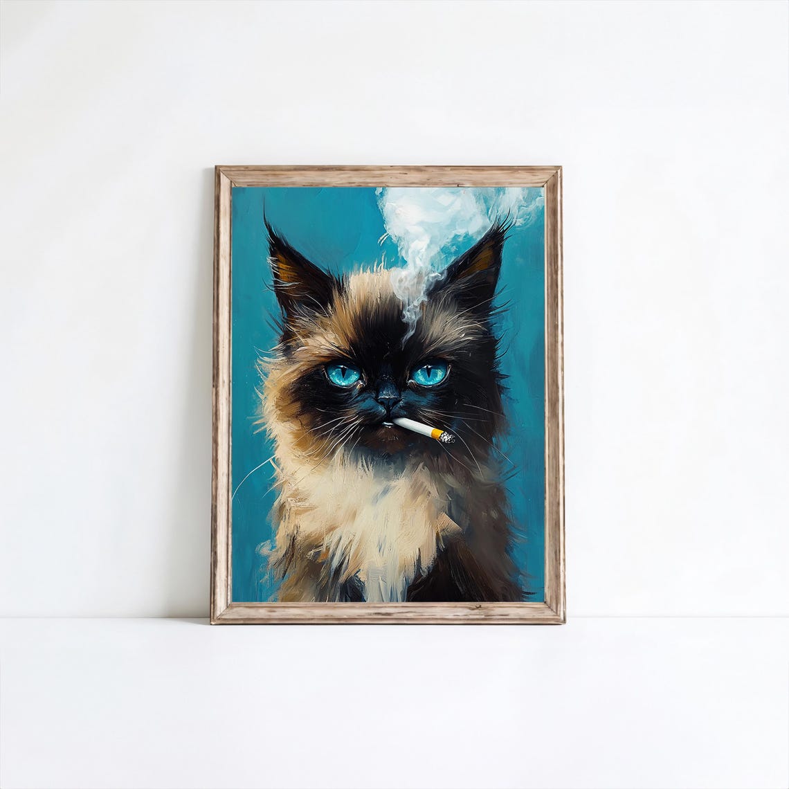 Ragdoll Cat Smoking, Modern Wall Decor, Cat Smoking A Cigarette, Cat ...