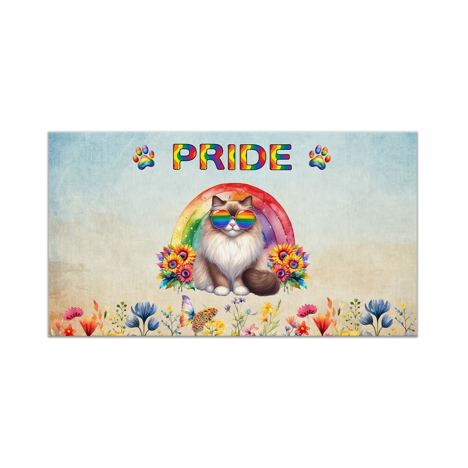 Ragdoll Celebrates Rainbow Pride Month LGBT LGBTQ+ Doormat Cat Lover ...