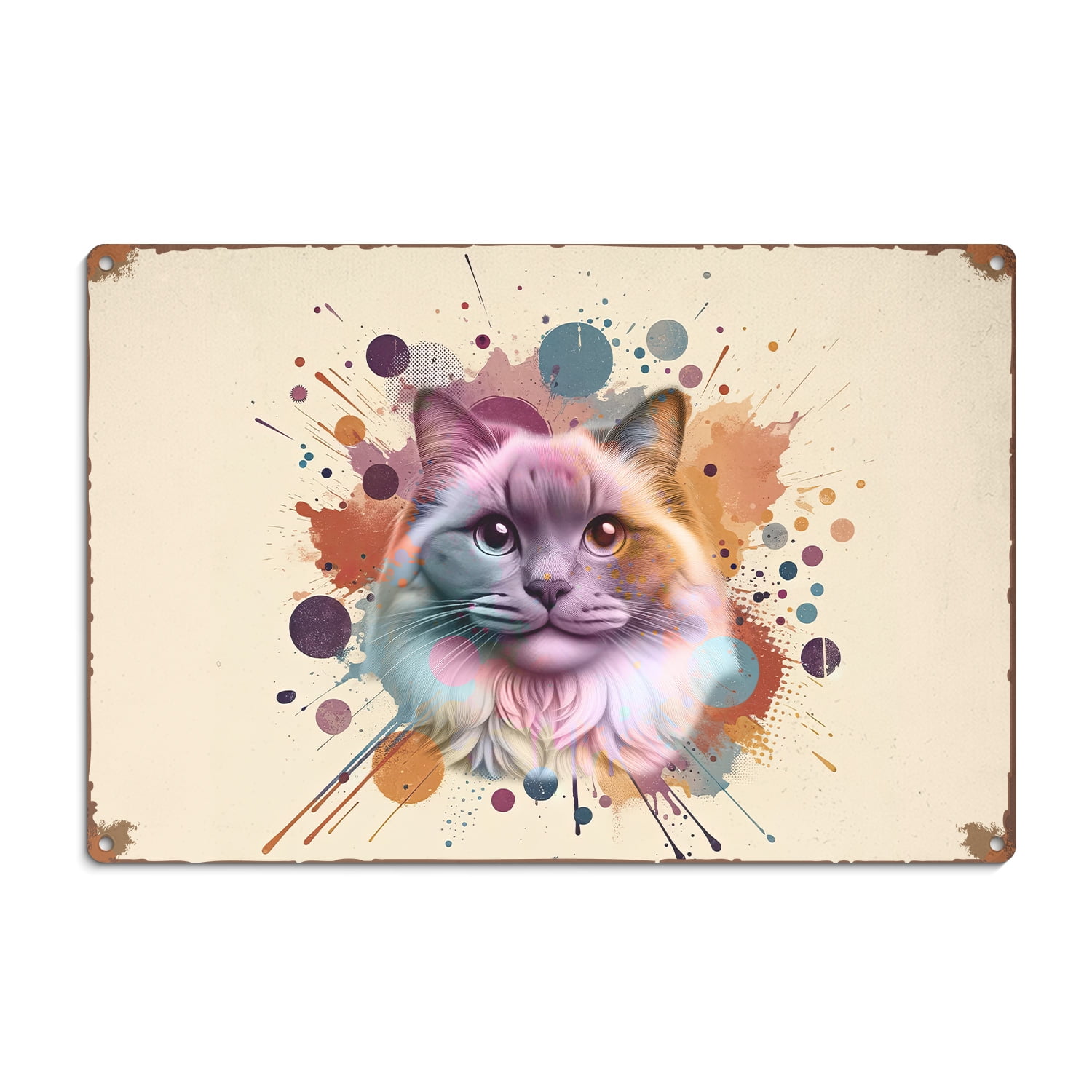 Ragdoll Portrait Watercolor Vintage Retro Styles Horizontal Metal ...