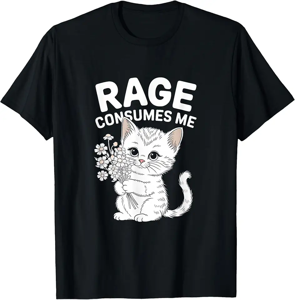 Rage Consumes Me Cute Kitty Silly Cat Meme Cat Flower T-Shirt - Walmart.com