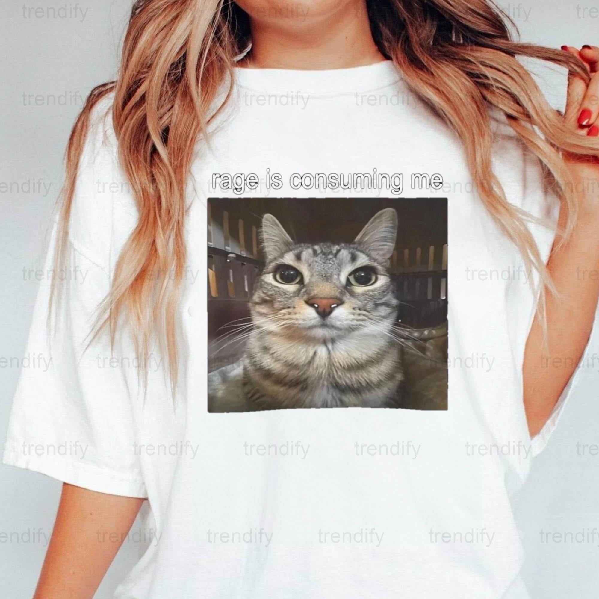 Rage Is Consuming Me, A Funny Silly Staring Cat Internet Meme, Unisex T ...