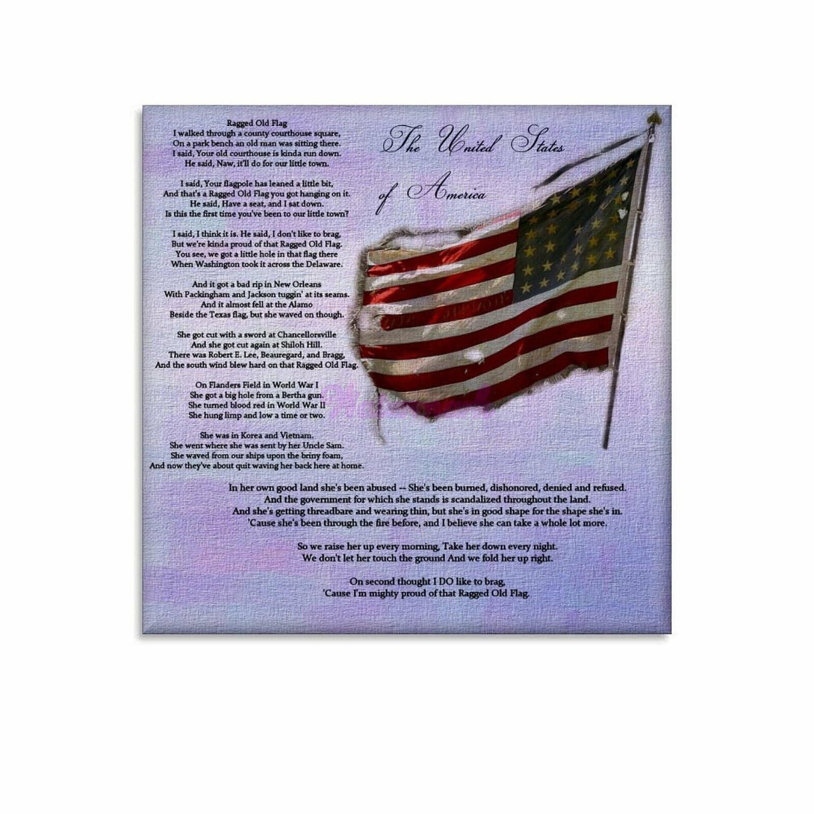 Ragged Old Flag Famous Poem Posters Canvas Painting Wall Art Poster for ...