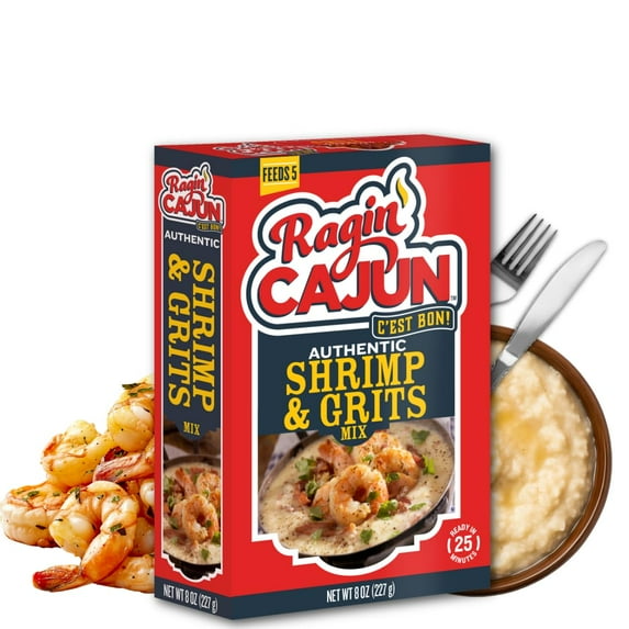 Ragin' Cajun Authentic Shrimp OKA4 & Grits - 8 oz Box, Gluten-Free, No ...