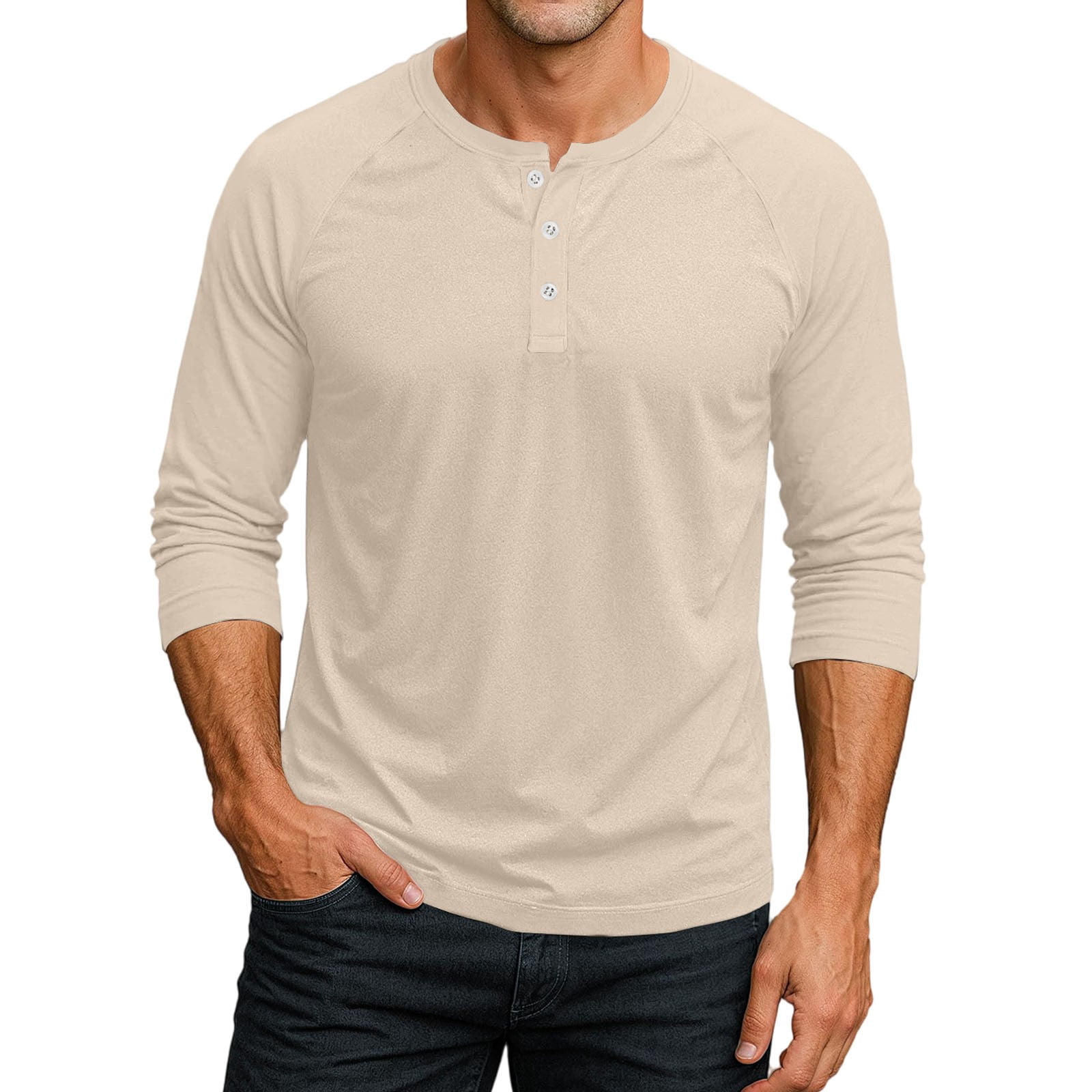 Raglan Shirt for Men 2025 Fit Henley Henley Shirts Beach Tops Western ...