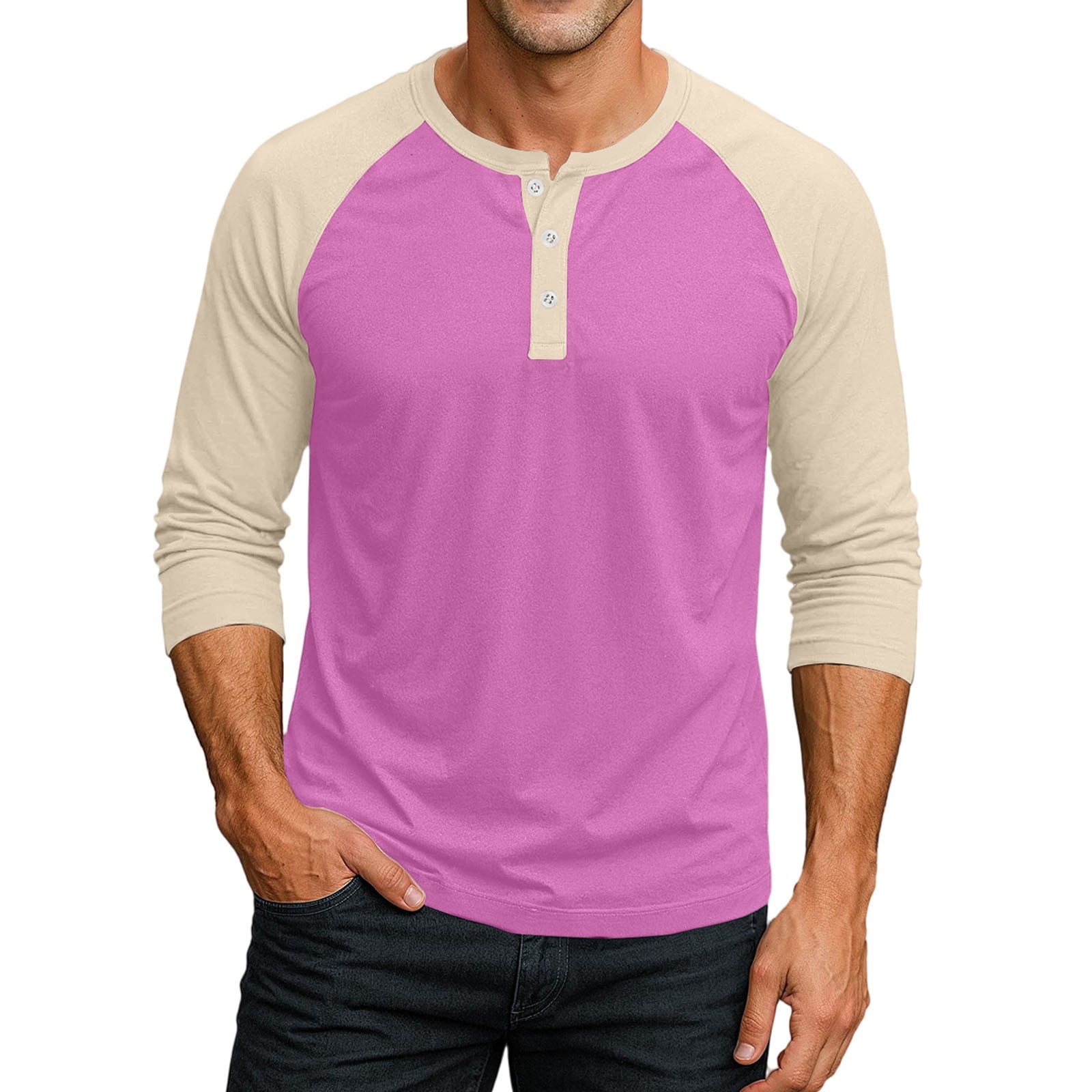 Raglan Shirt for Men 2025 Fit Henley Workout Shirts Beach Tops ...