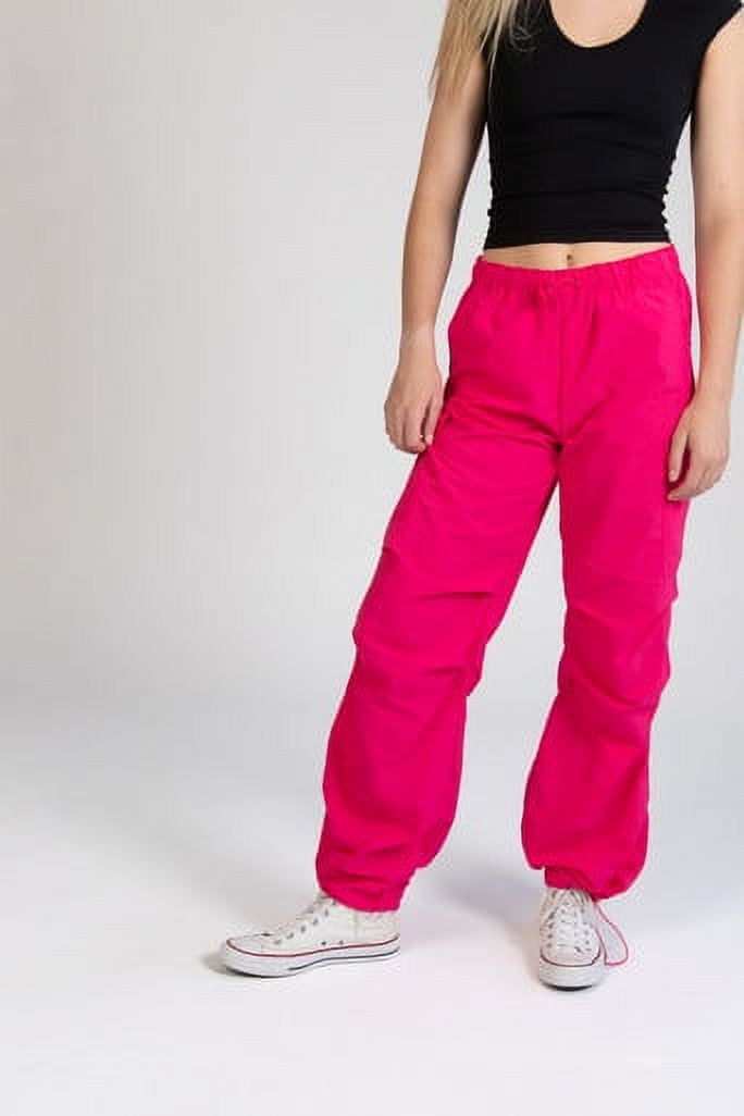 Ragstock Hot Pink Drawstring Cargo Parachute Pants - Walmart.com